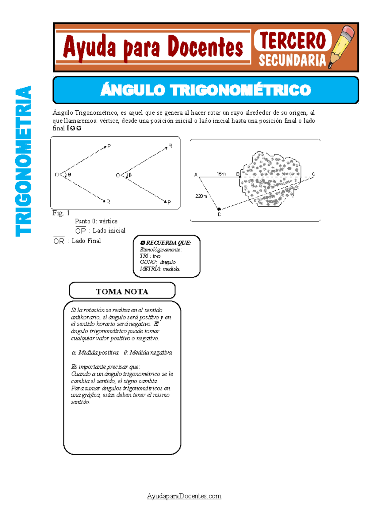 Angulo Trigonometrico Para Tercero de Secundaria - Ángulo ...
