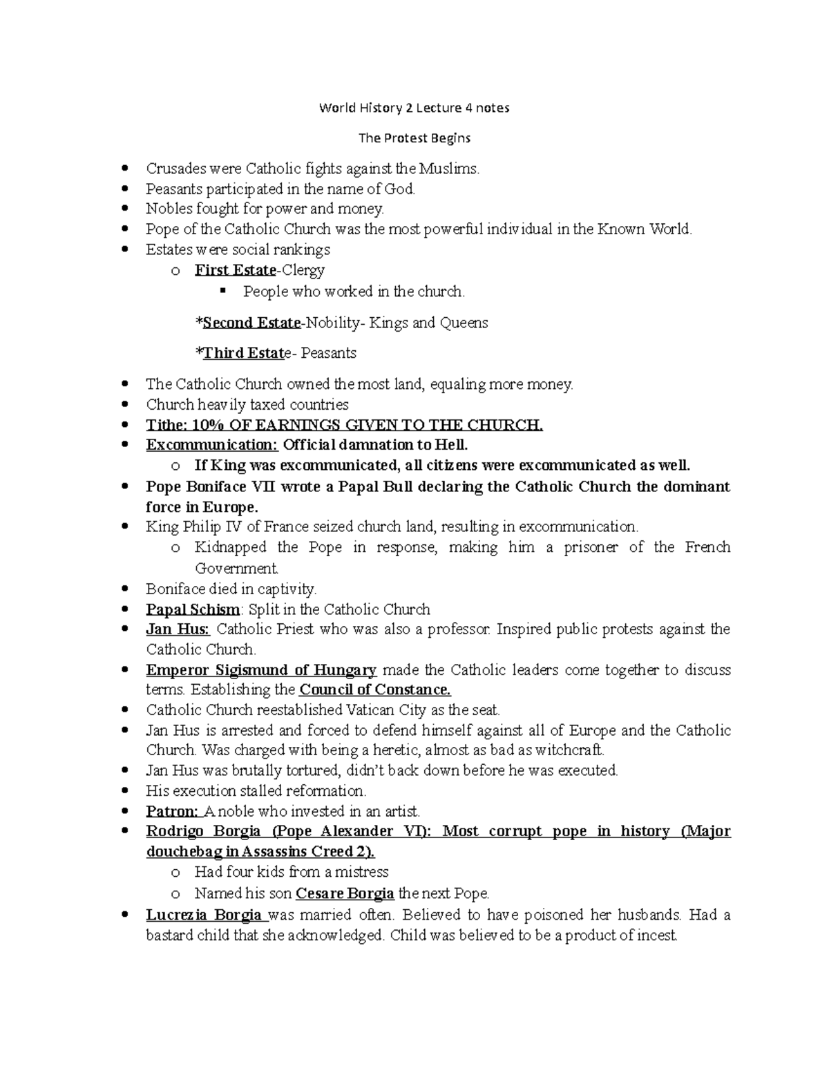 World History Lecture 4 notes - World History 2 Lecture 4 notes The ...