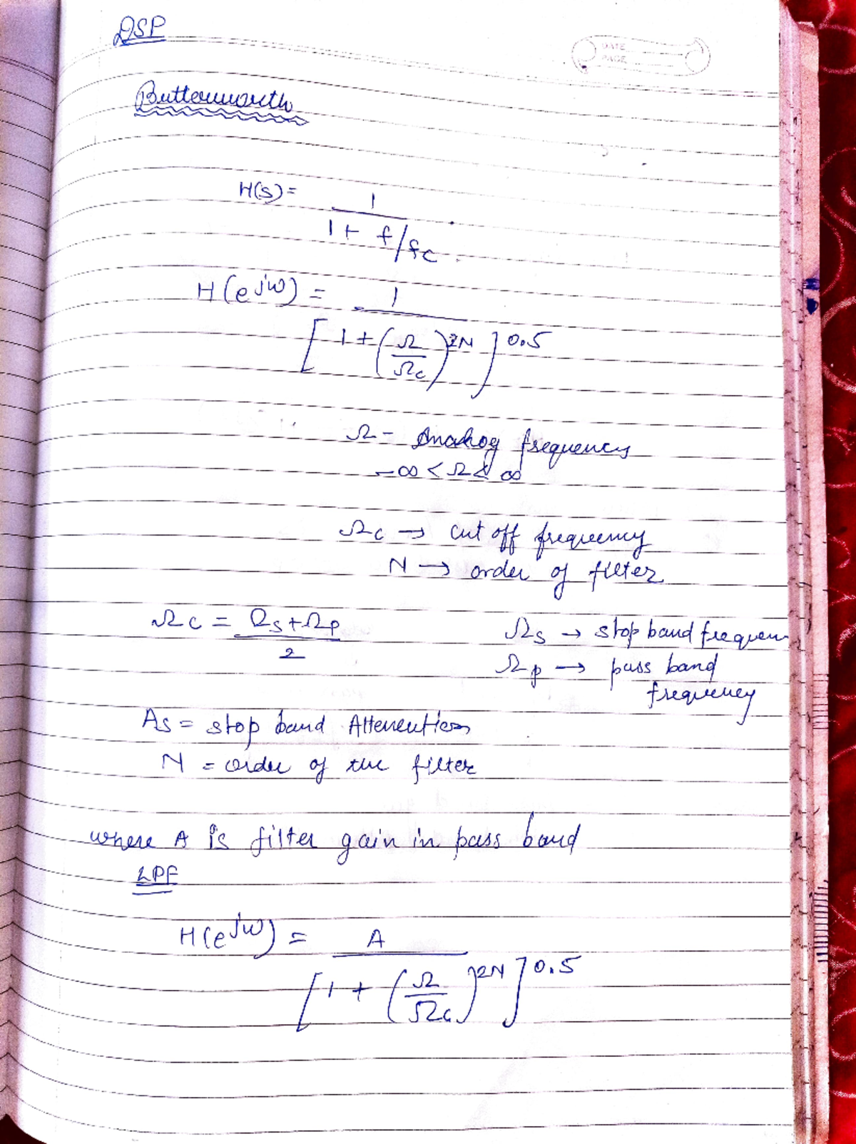 hand written digital signal processing notes for college exams and viva ...
