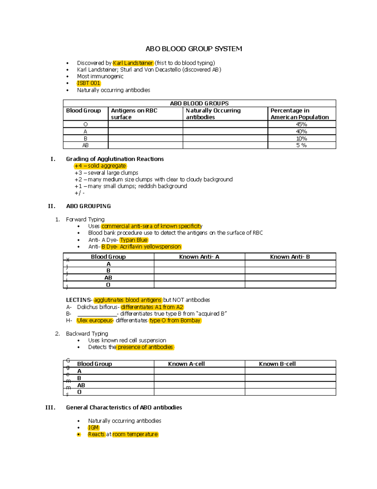 1. ABO Blood Group System - - Studocu