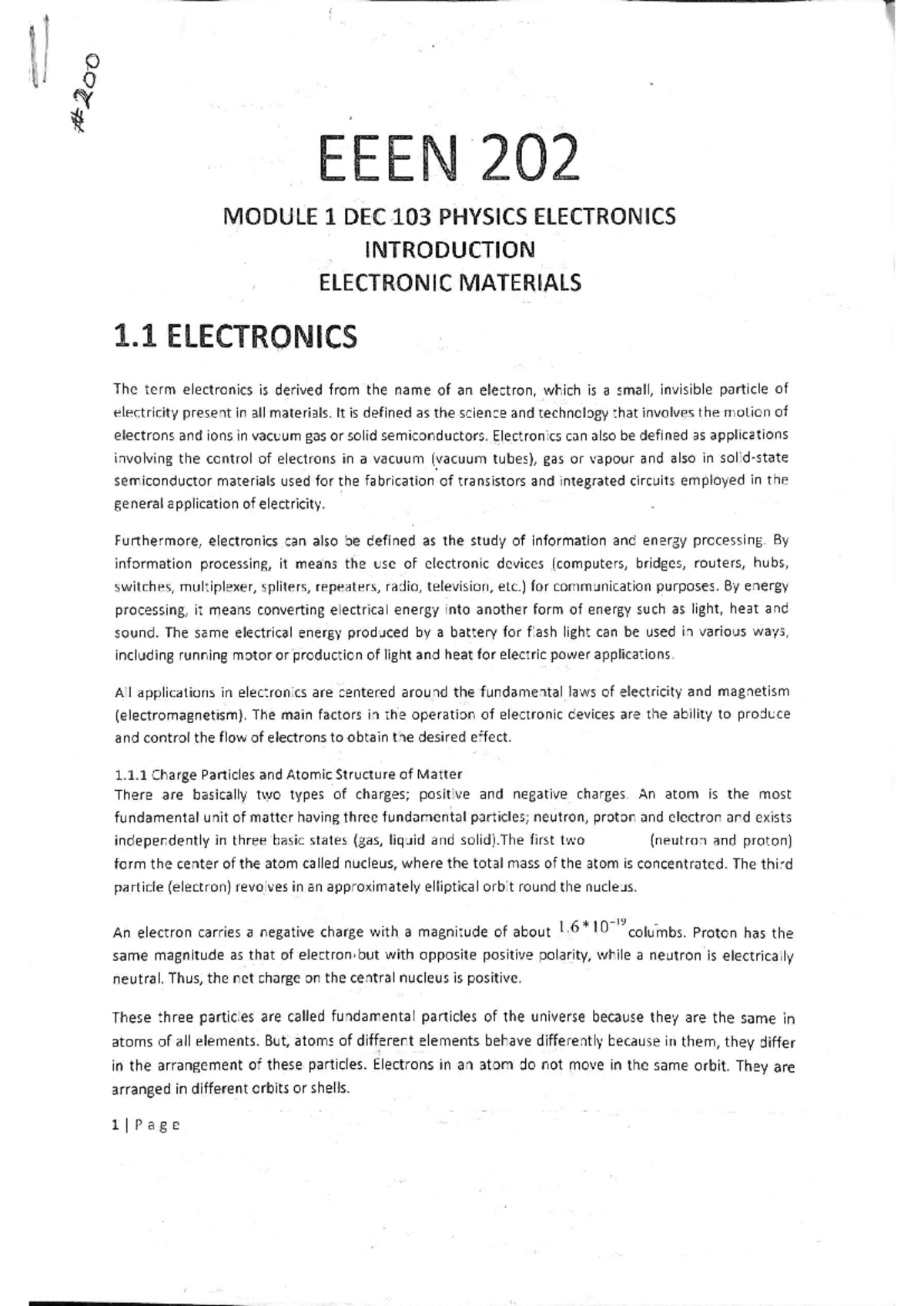 1. EEEN 202 Electronics Gee-soft - 202 MODULE 1 DEC 103 PHYSICS ...