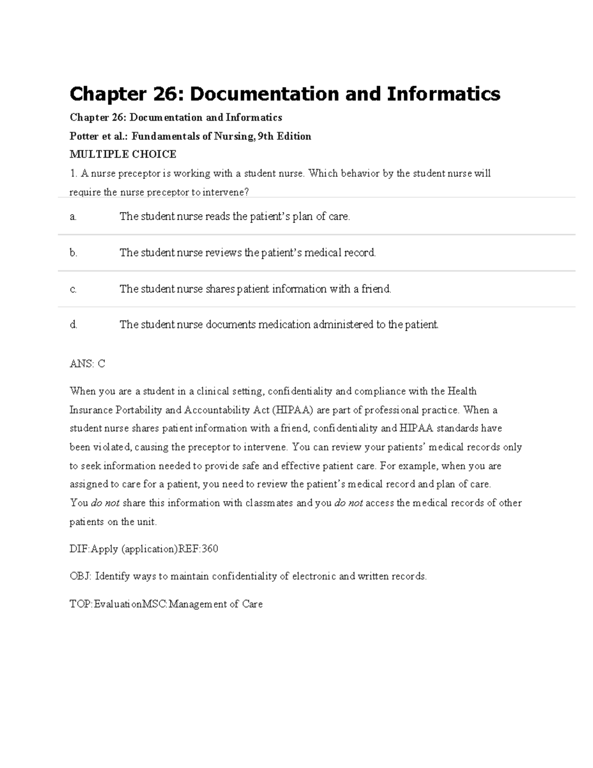 Chapter 26 Documentation and Informatics - Chapter 26: Documentation ...