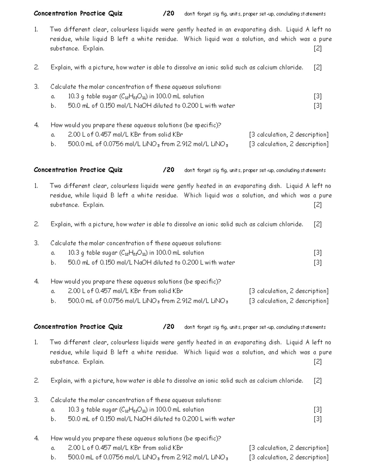 Concentration quiz 2014 practice quiz - Concentration Practice Quiz /20 ...