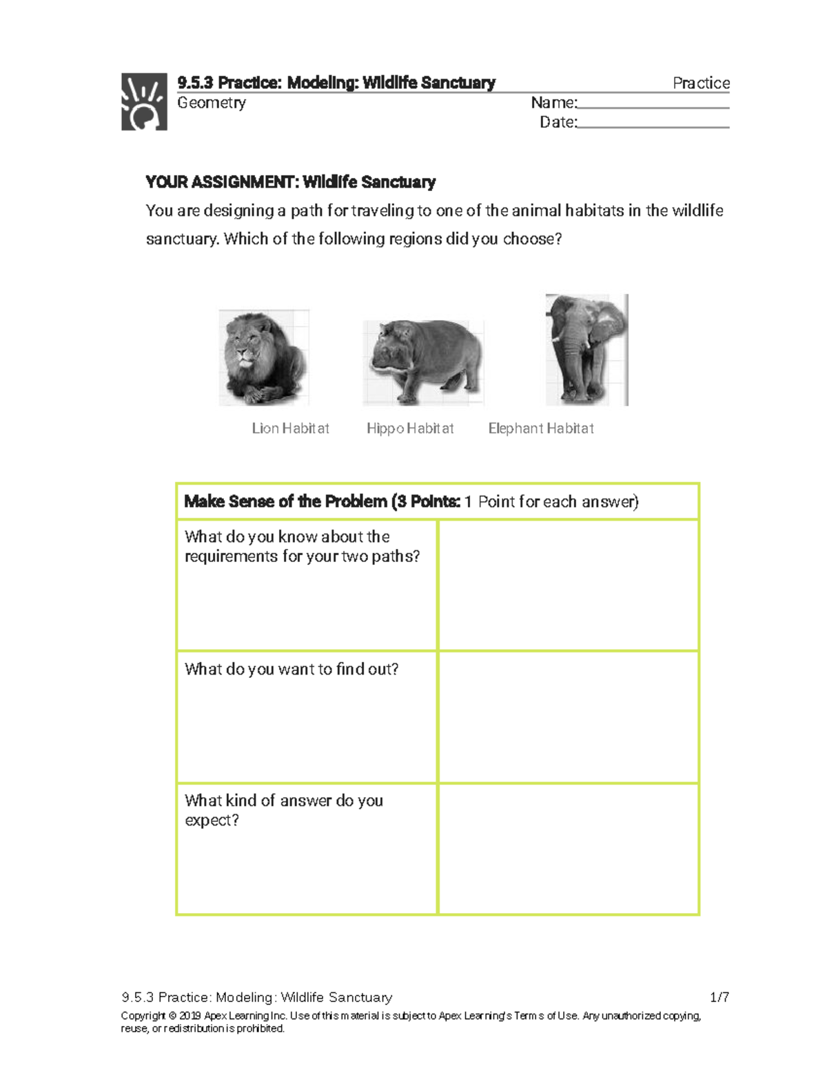 9 5 3 Geometry Practice - Just an assignment - 9.5 Practice: Modeling ...