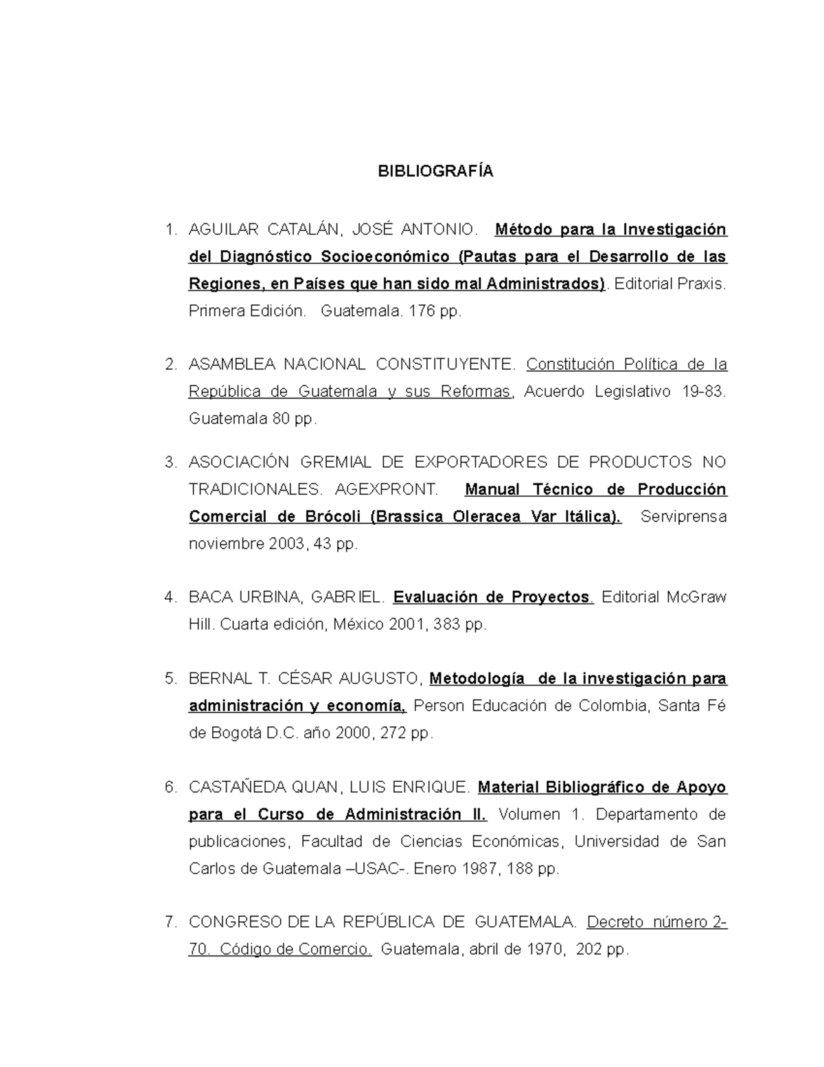 Bibliografia Corregida 1 DE Septiembre DE 2009 - BIBLIOGRAFÍA AGUILAR ...