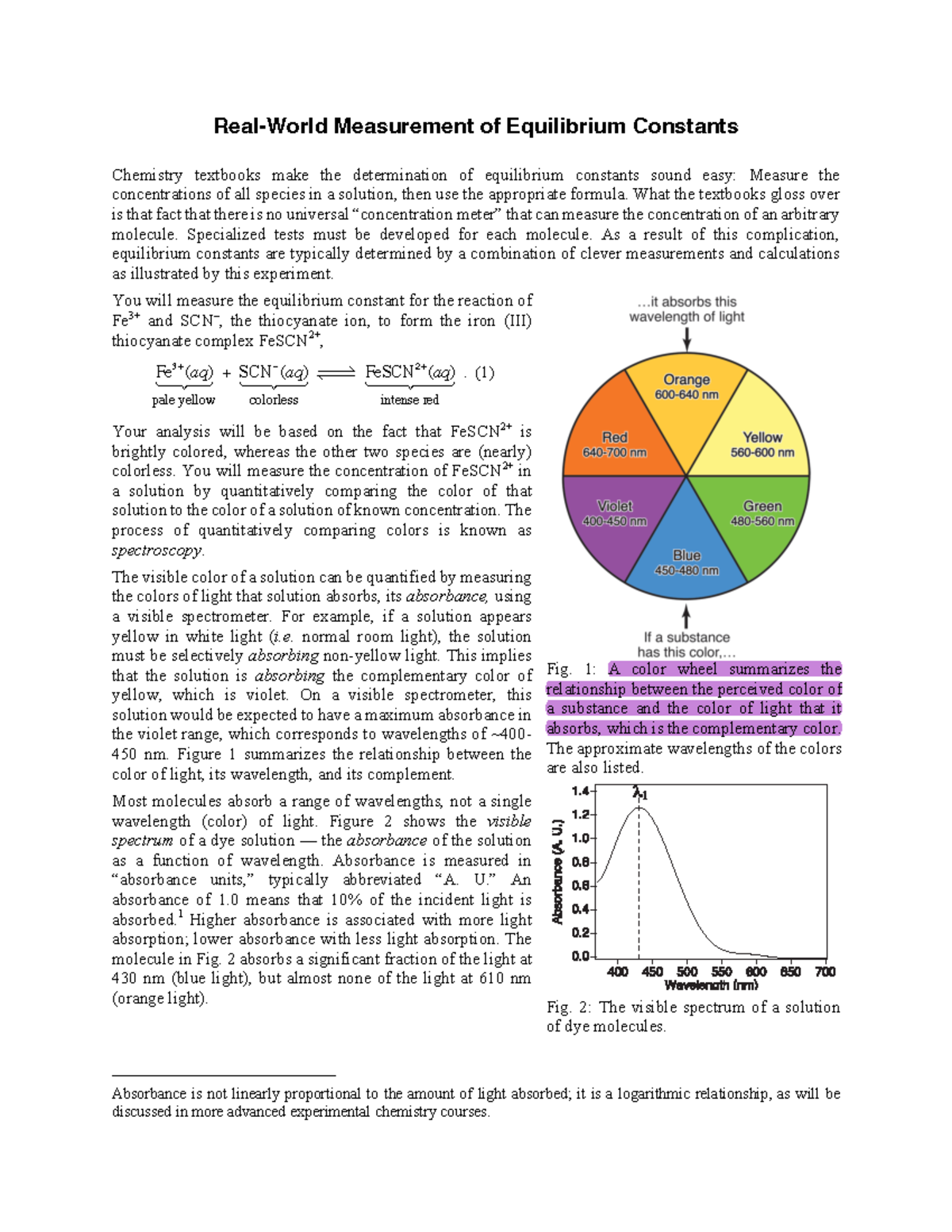 E.3.Equilibrium - Lab Handout for Equilibrium Experiment - Real-World ...