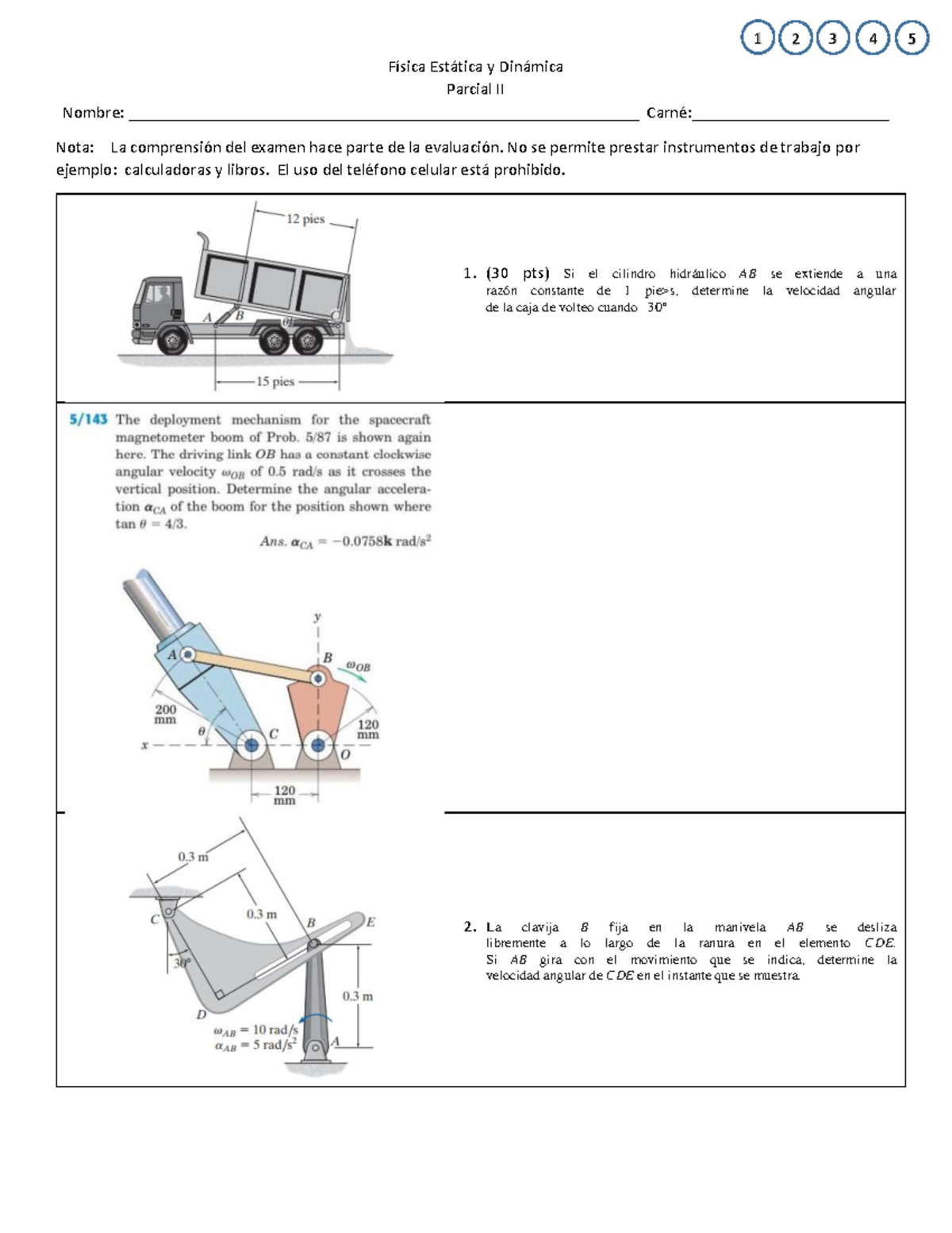 parcial estatica - Warning: TT: undefined function: 32 Física Estática y Dinámica Parcial II ...
