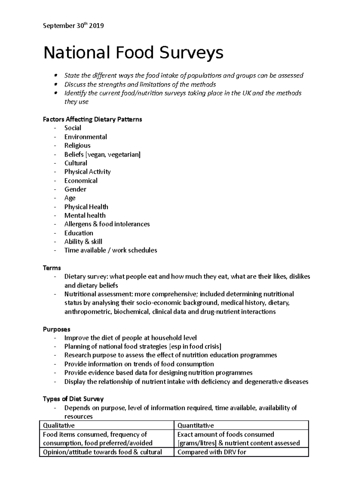 National Food Surveys - million people’s diets] Large responsibility ...