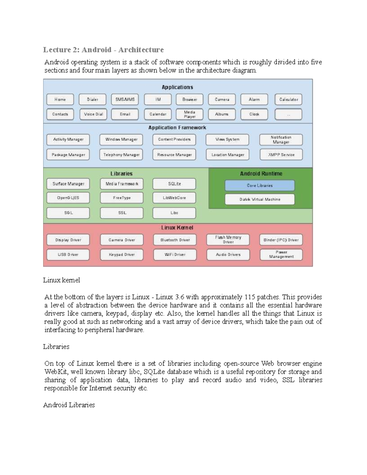 Lecture 2 Android Architecture - Lecture 2: Android - Architecture ...