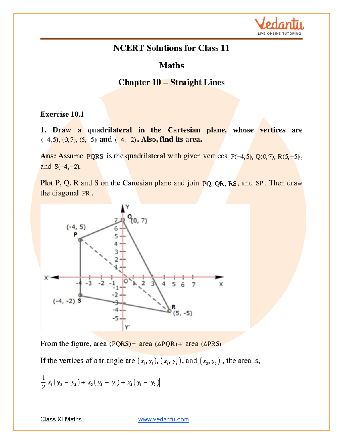 Ncert Solutions Class 11 Maths Chapter 10 Straight Lines - NCERT ...