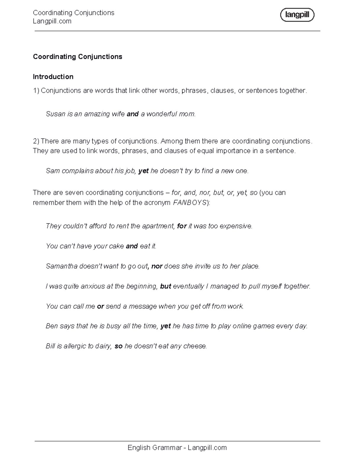 1.1 31. [Textbook] Coordinating Conjunctions - Coordinating ...