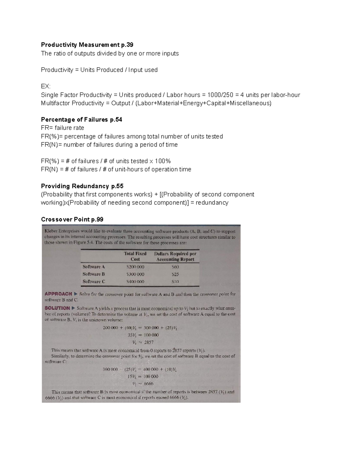 Midterm Formulas - Productivity Measurement p. The ratio of outputs ...