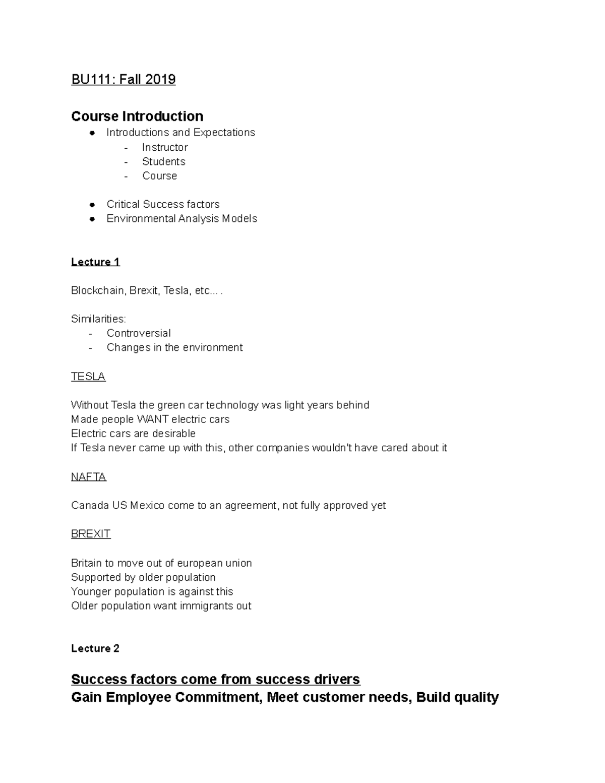 BU111: Fall 2019 - BU111: Fall 2019 Course Introduction Introductions ...