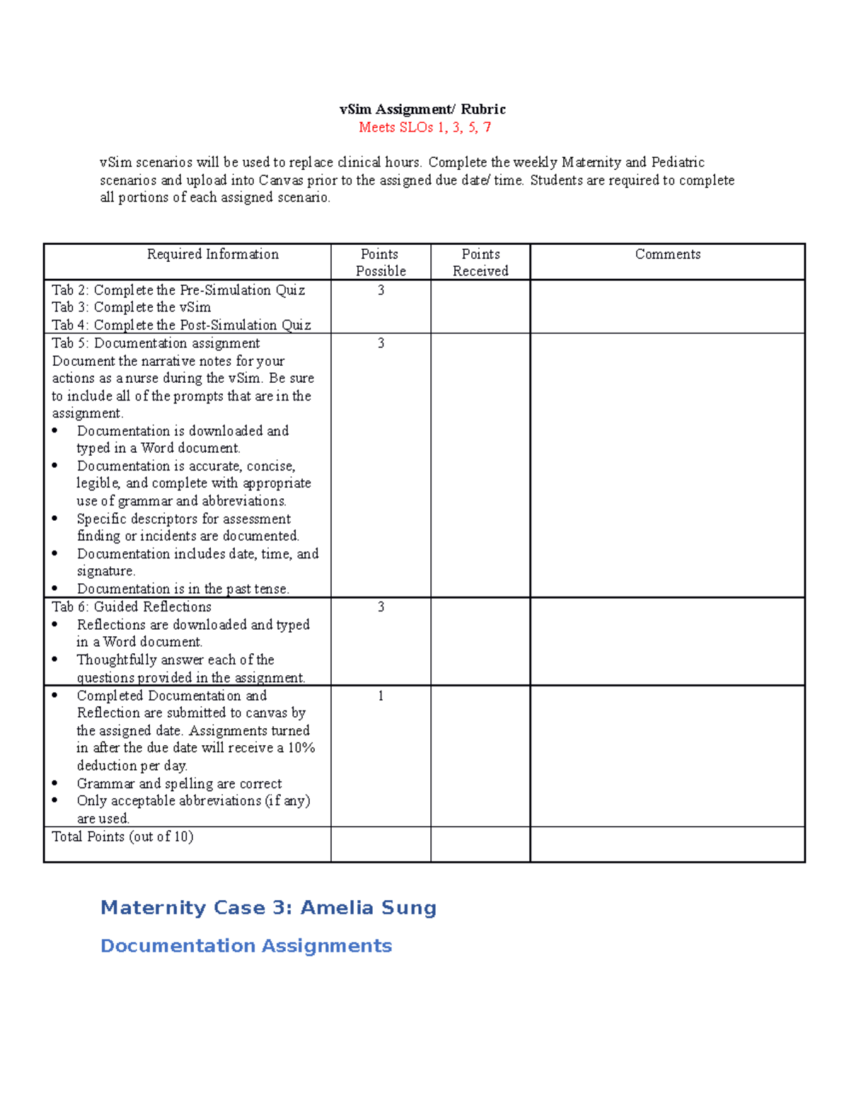 Amelia Sung-v Sim - vSim Assignment/ Rubric Meets SLOs 1, 3, 5, 7 vSim ...