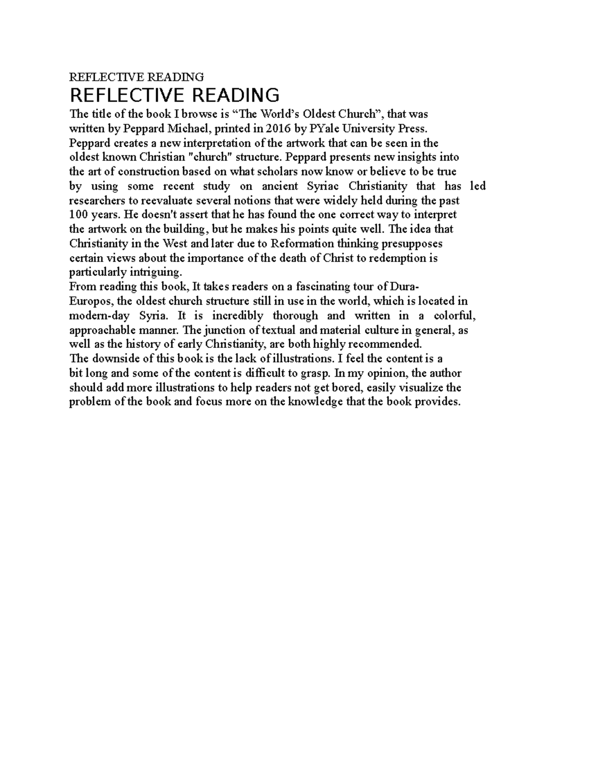 Reflective Reading - bbb - REFLECTIVE READING REFLECTIVE READING The ...