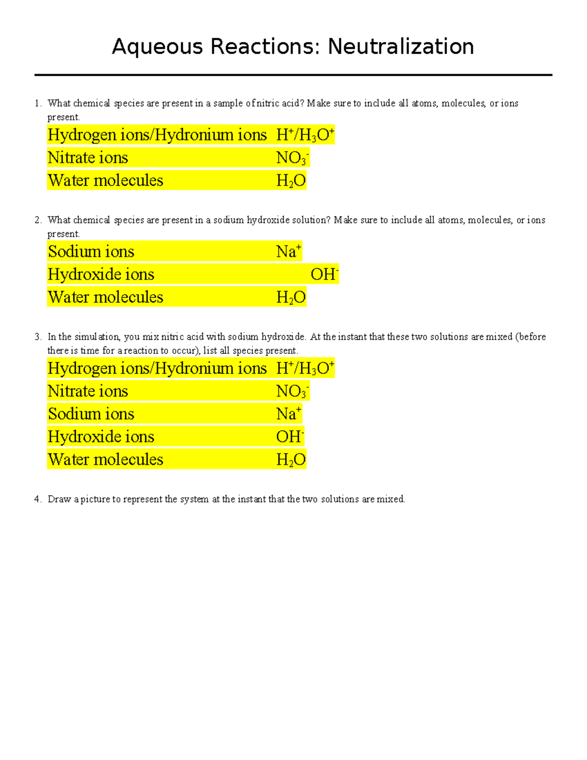 Neutralization reactions online lab answers - Aqueous Reactions ...