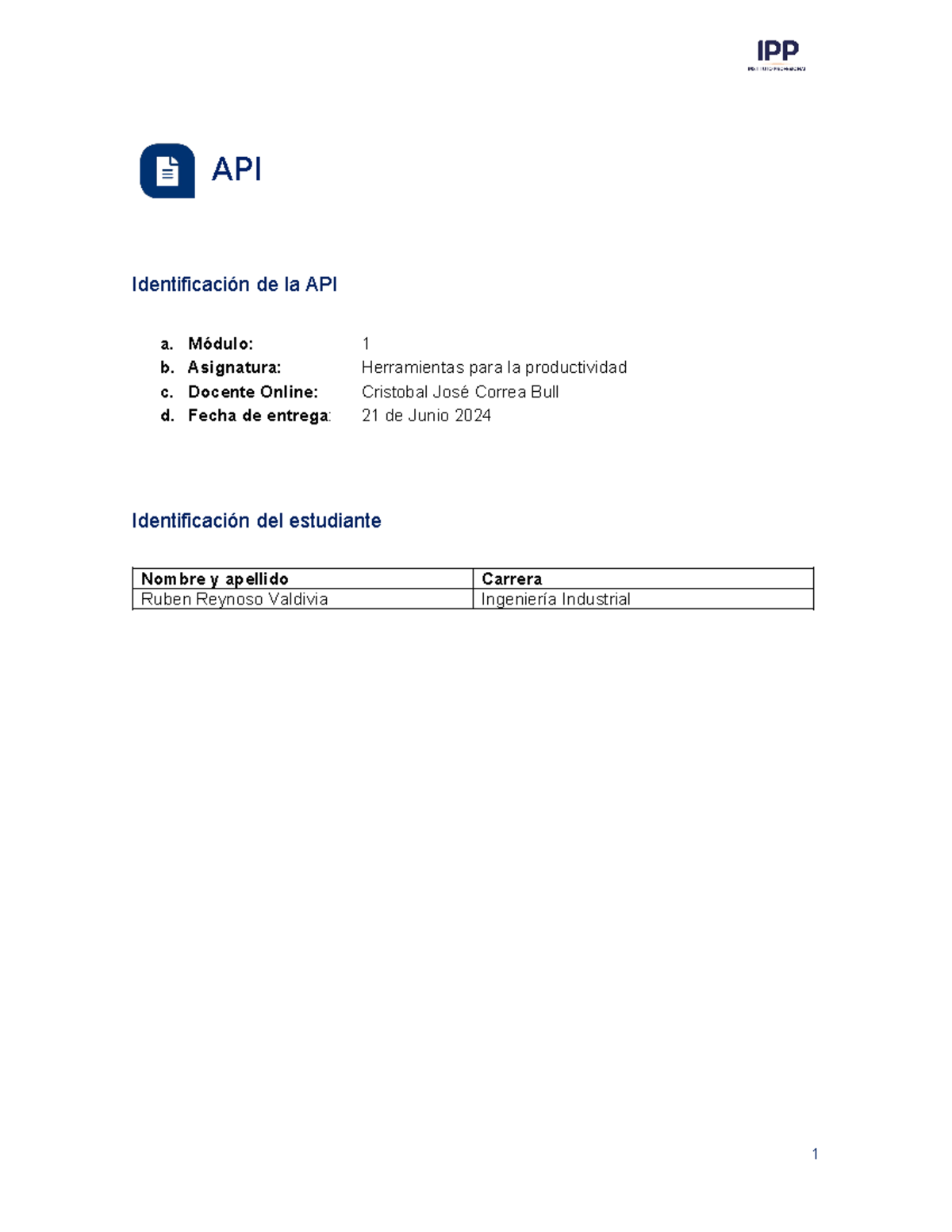 Herramientas para la productividad - API Identificación de la API a ...