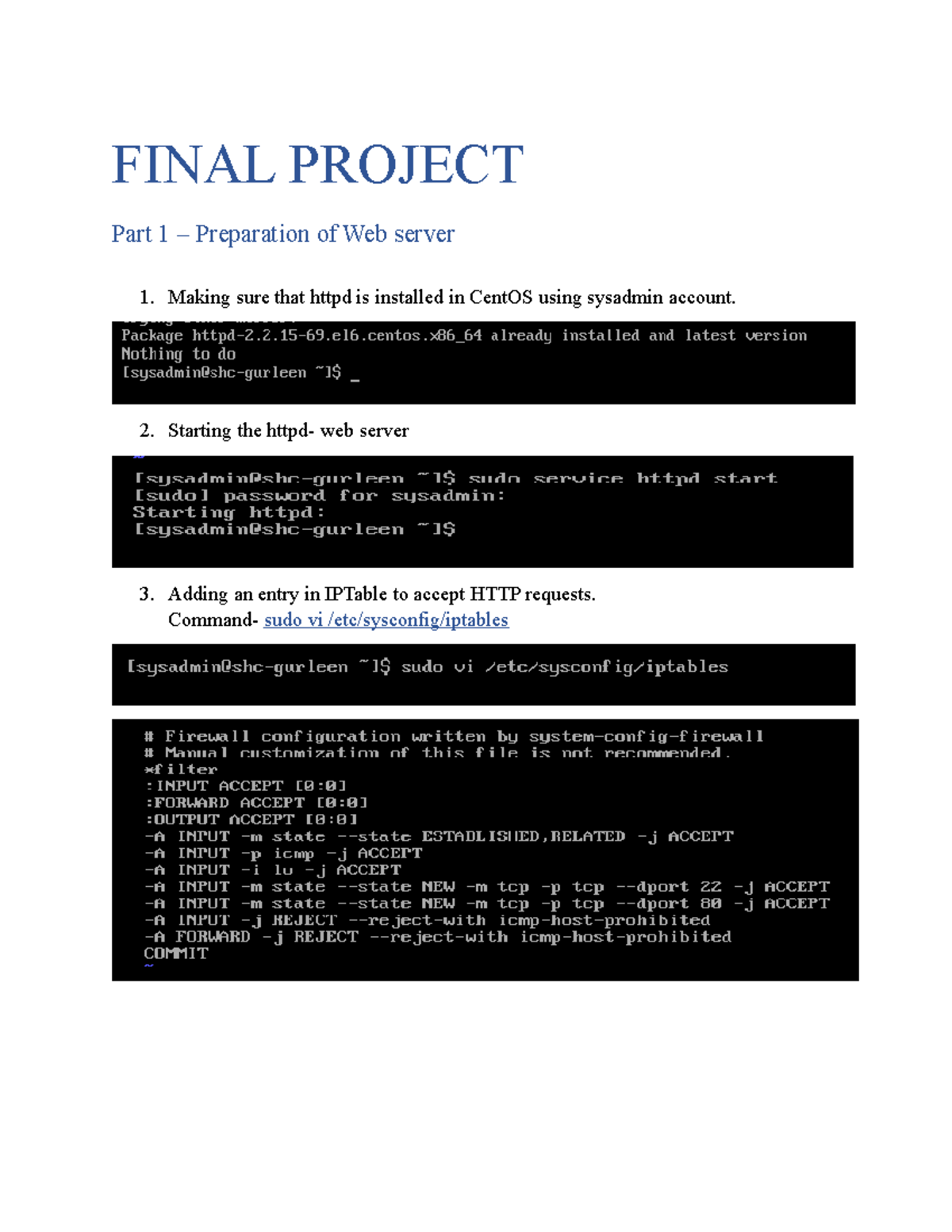 Final Project - Required Linux assignment and activities - FINAL ...