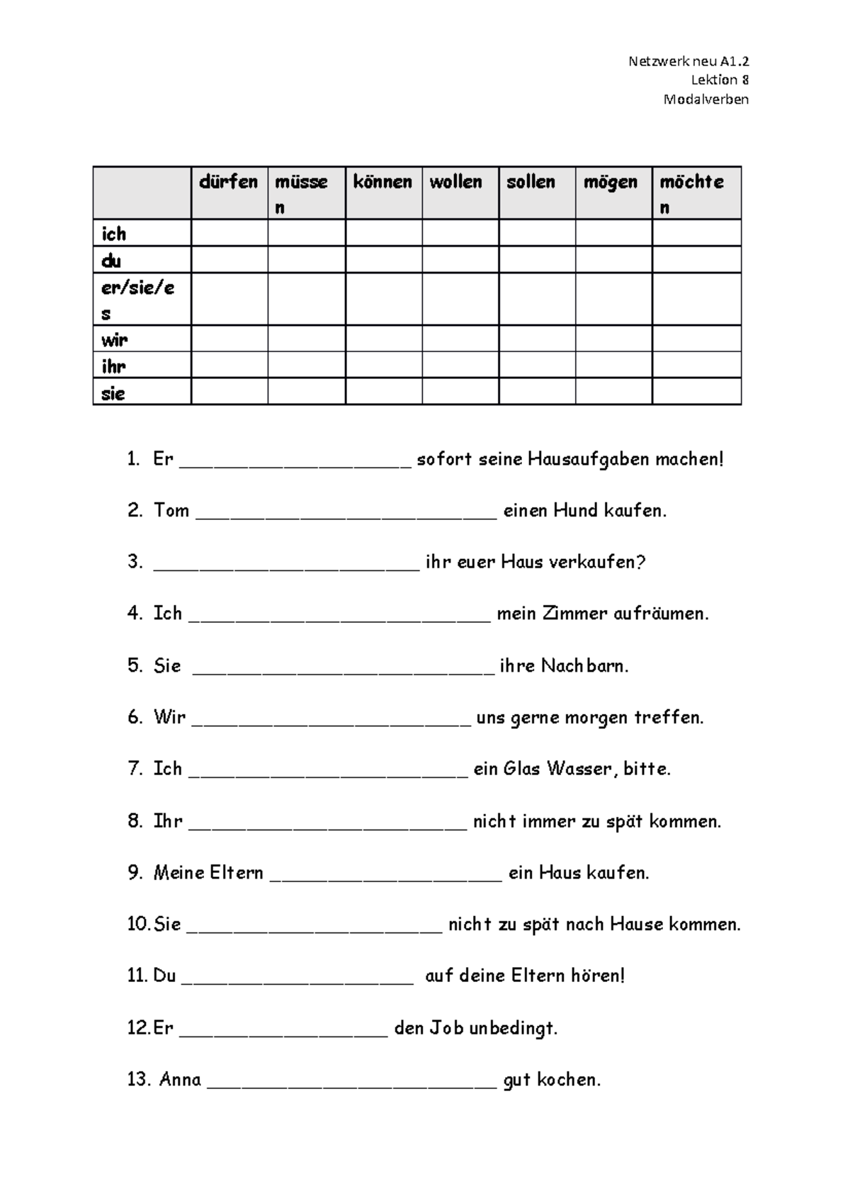 Alle Modalverben - Netzwerk neu A1. Lektion 8 Modalverben dürfen müsse ...