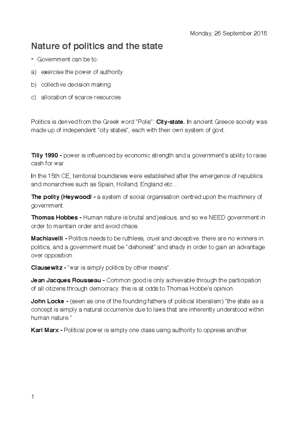 politics and the state - Tilly 1990 power is influenced economic ...