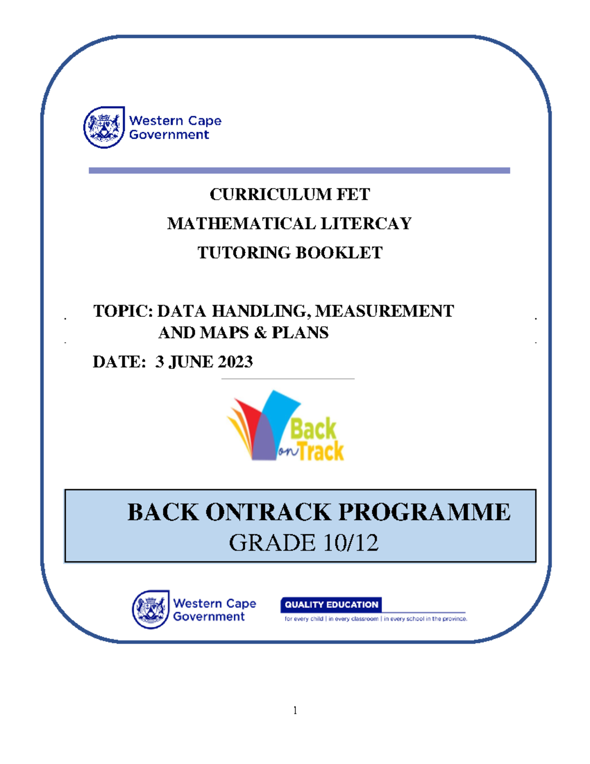 Learner Notes - Study - CURRICULUM FET MATHEMATICAL LITERCAY TUTORING ...