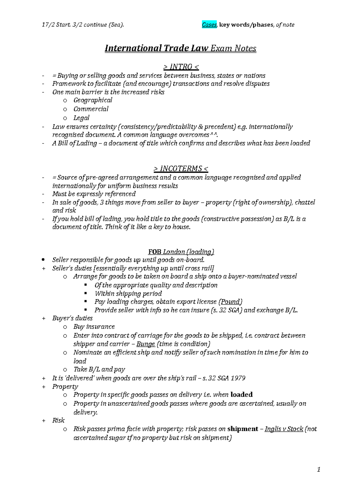 Trade EXAM Notes - International Trade Law Exam Notes > INTRO