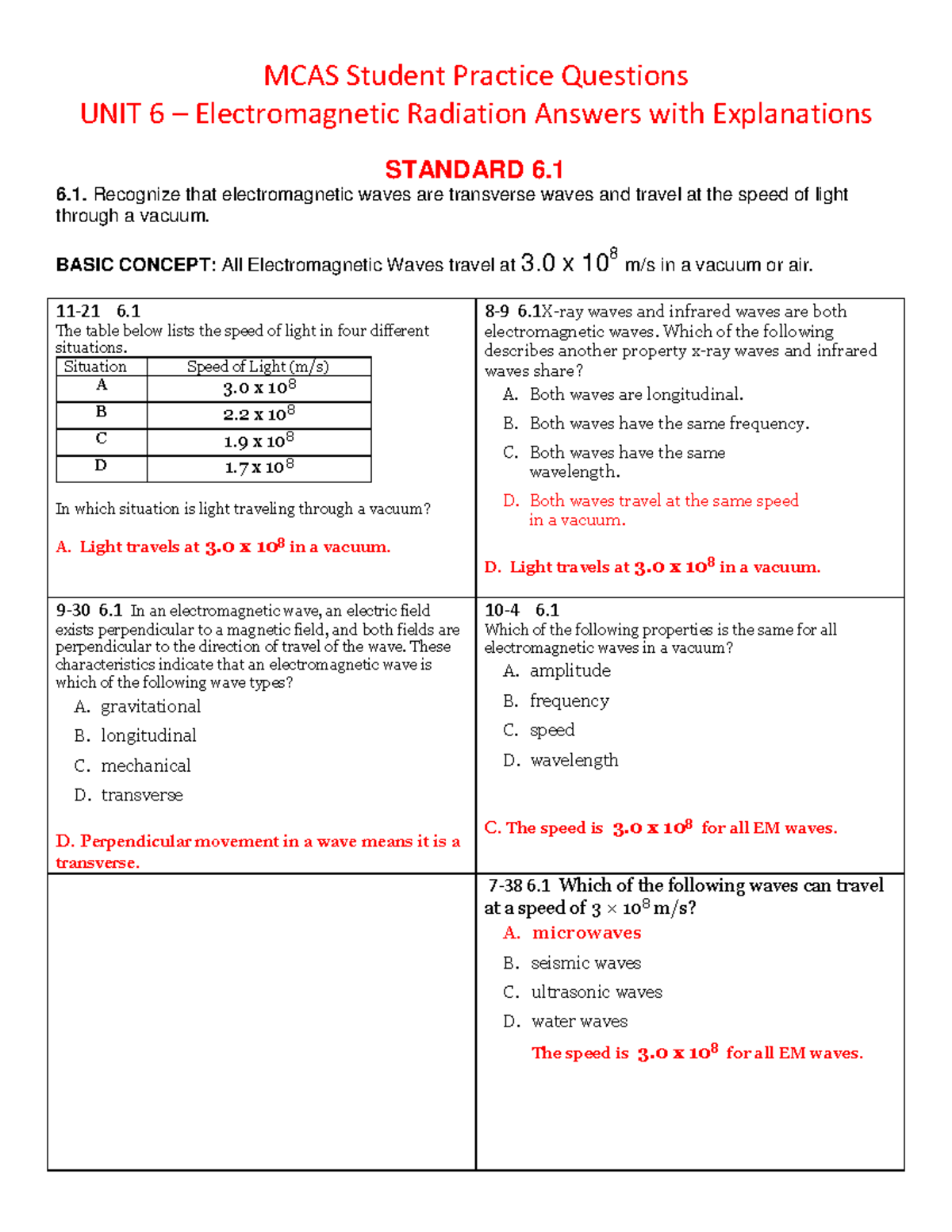 MCAS Unit 6 E Rad sol - Engineering - MCAS Student Practice Questions ...