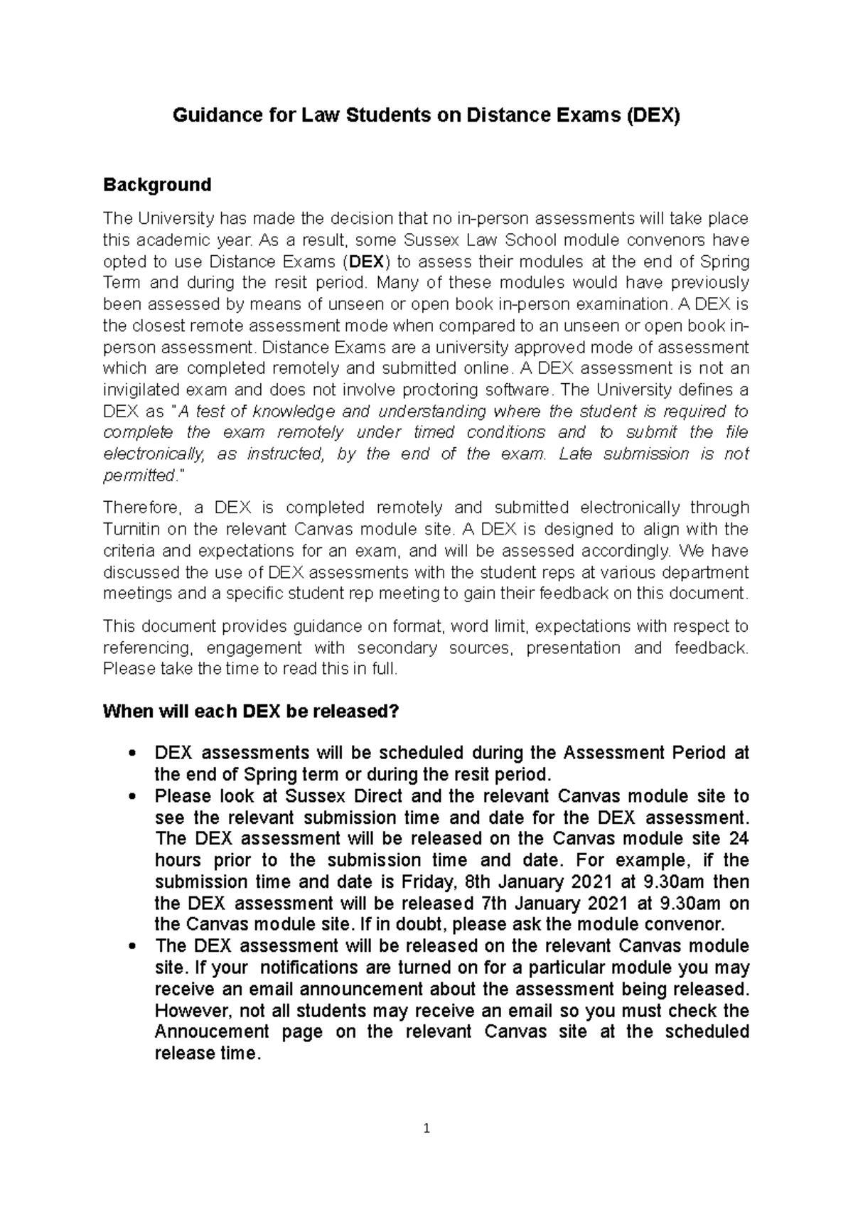 Guidance on dex - Guidance for Law Students on Distance Exams (DEX ...