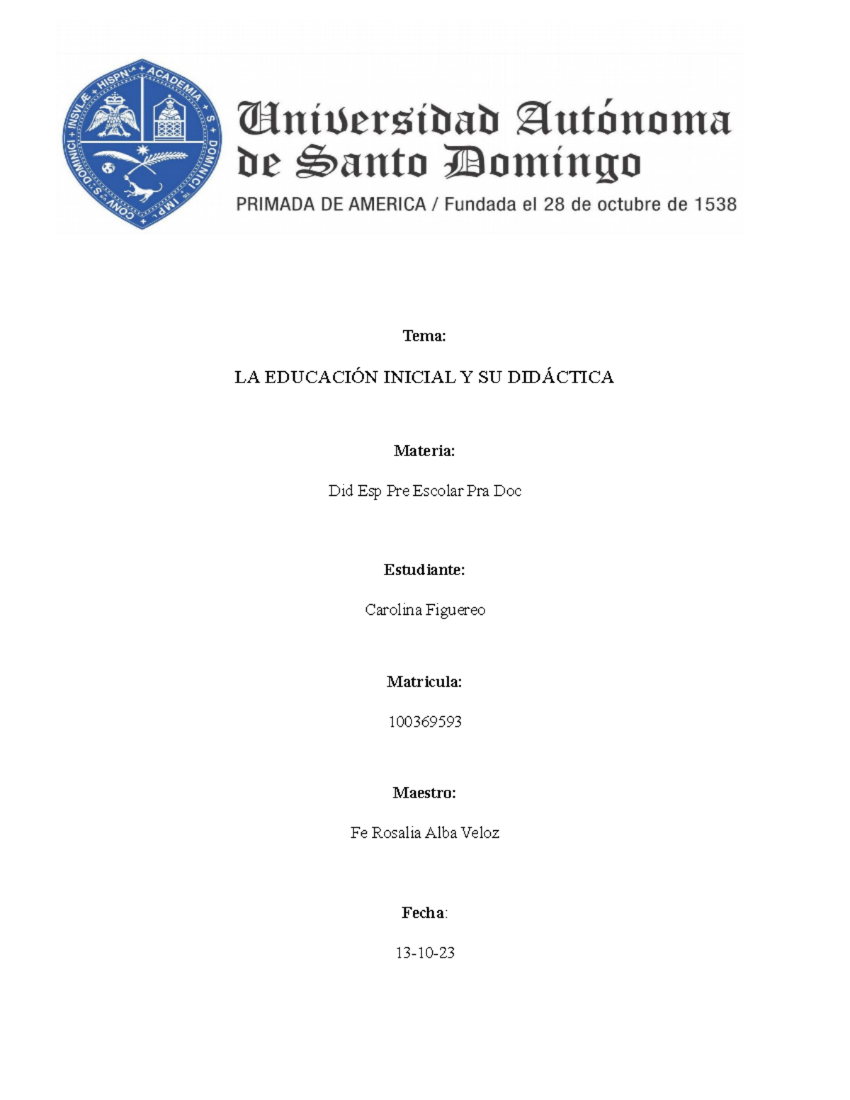 MAPA Conceptual-LA Educación Inicial Y SU Didáctica - Tema: LA ...