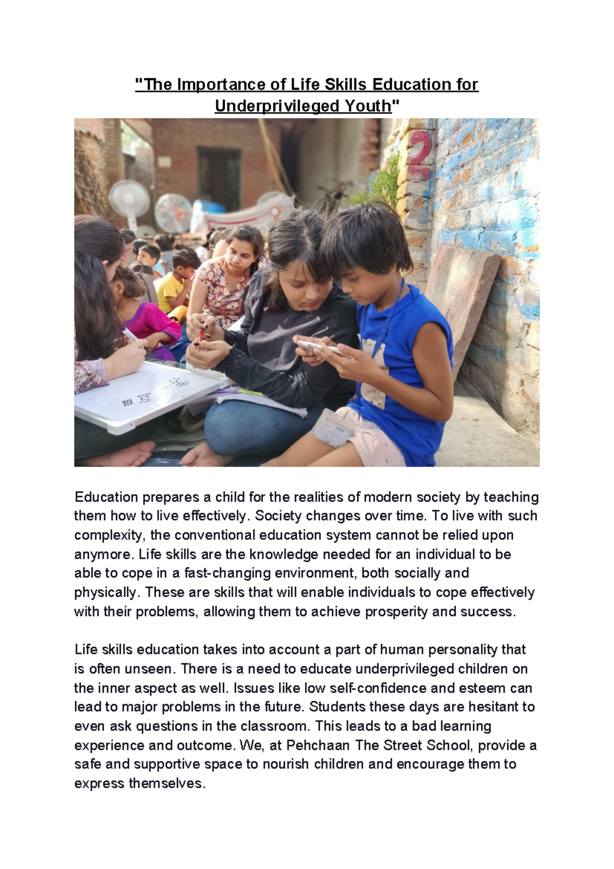 The Importance of Life Skills Education for Underprivileged Youth ...