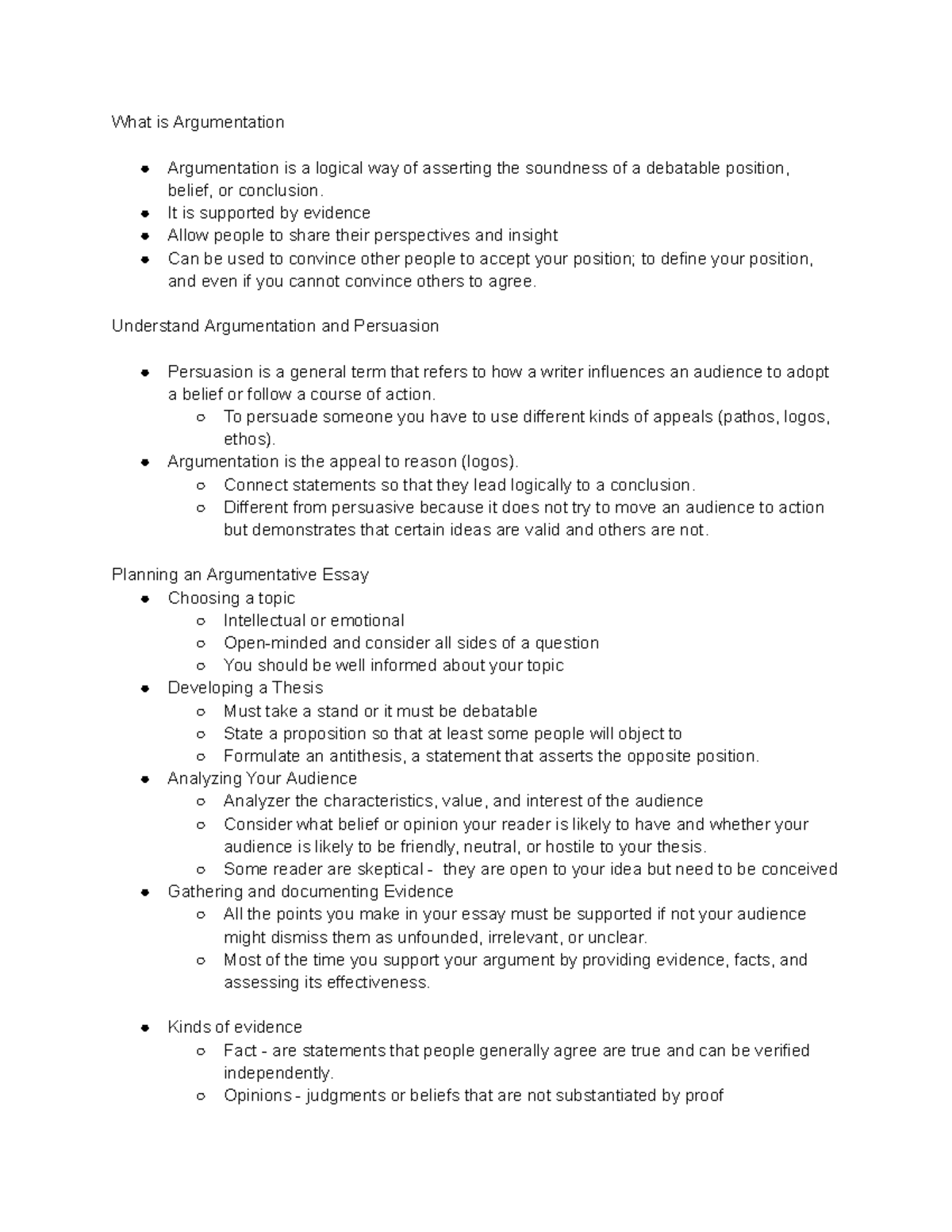 Arizo Qaderi - Argument Notes - What is Argumentation Argumentation is ...