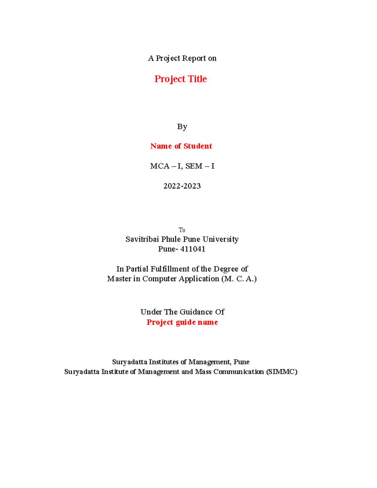 Index Miniproject-1 - A Project Report on Project Title By Name of ...