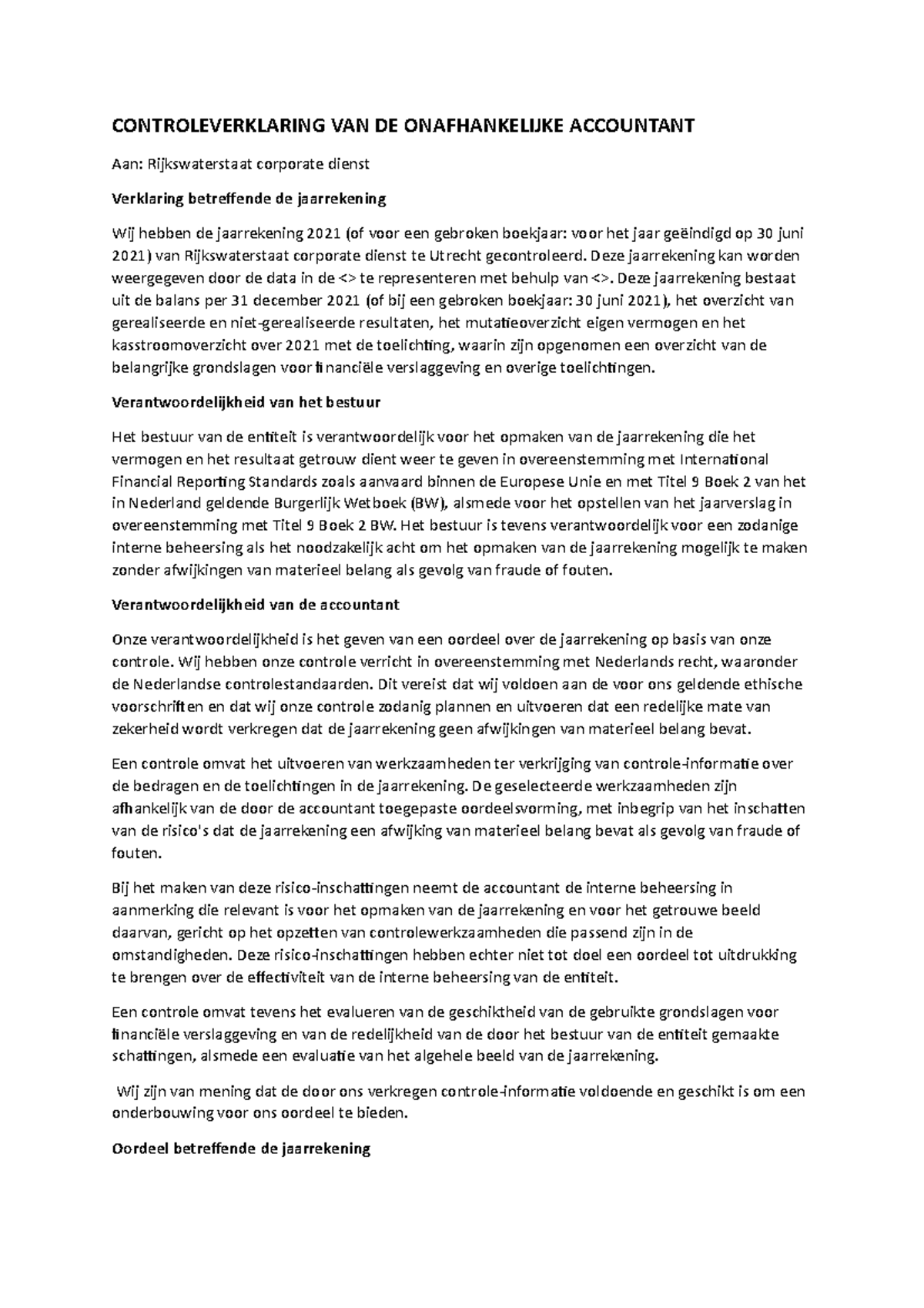 PDMA accountantsverklaring - CONTROLEVERKLARING VAN DE ONAFHANKELIJKE ACCOUNTANT Aan: - Studeersnel