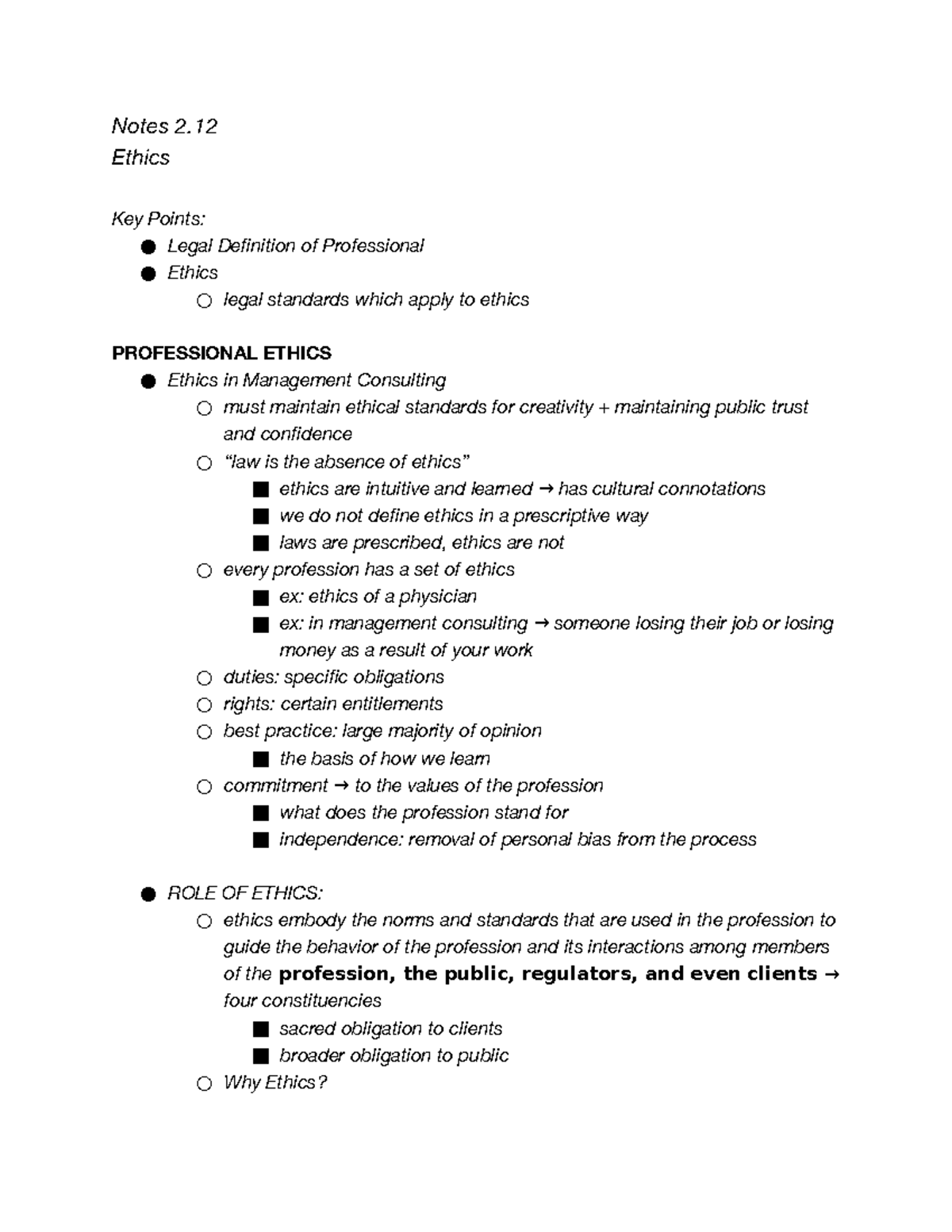 Lecture 8 Notes - Notes 2 Ethics Key Points: Legal Definition of ...