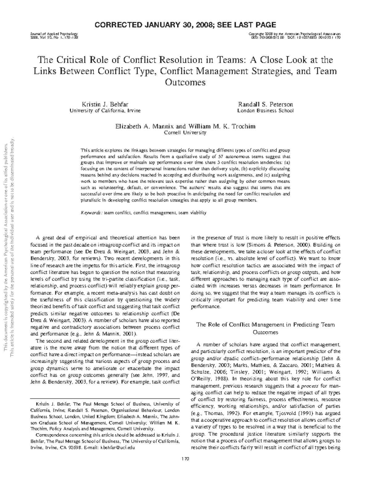 Retrieve - i dont remBER - The Critical Role of Conflict Resolution in ...