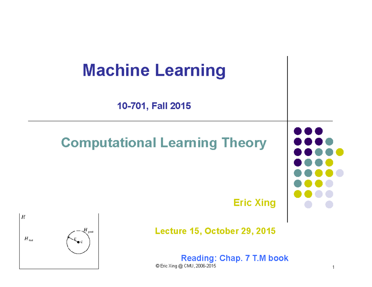 Introduction to Machine Learning Lecture slides, lecture 15 - Machine ...
