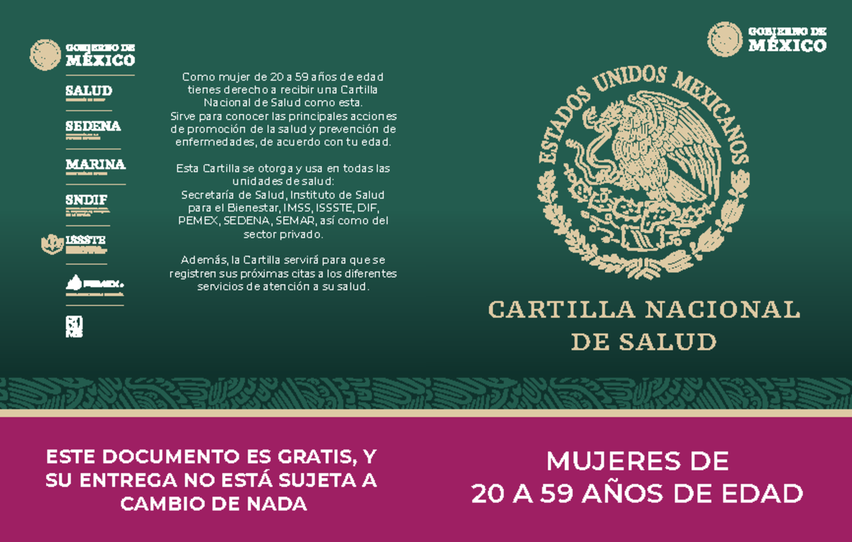 Cartilla Mujeres BR - cartilla nacional de salud MUJERES DE 20 A 59 AÑOS DE EDAD ESTE DOCUMENTO ...