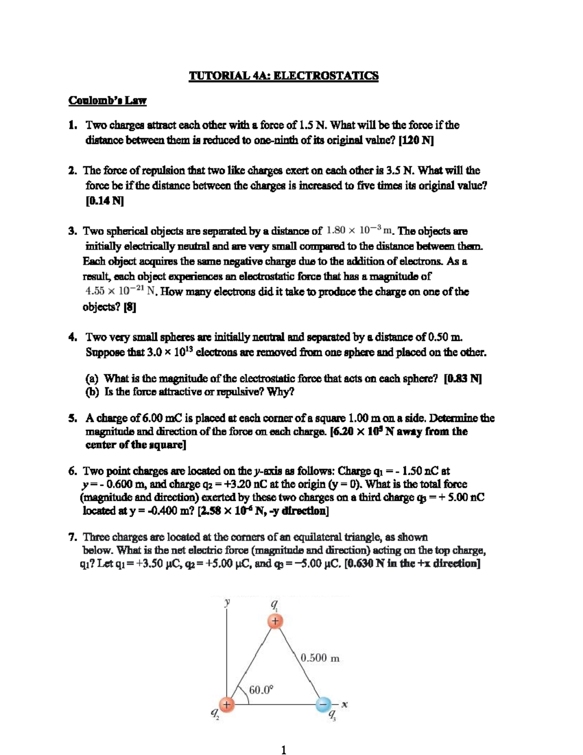 Physics Electrostatics - PHYS10A1 - Studocu