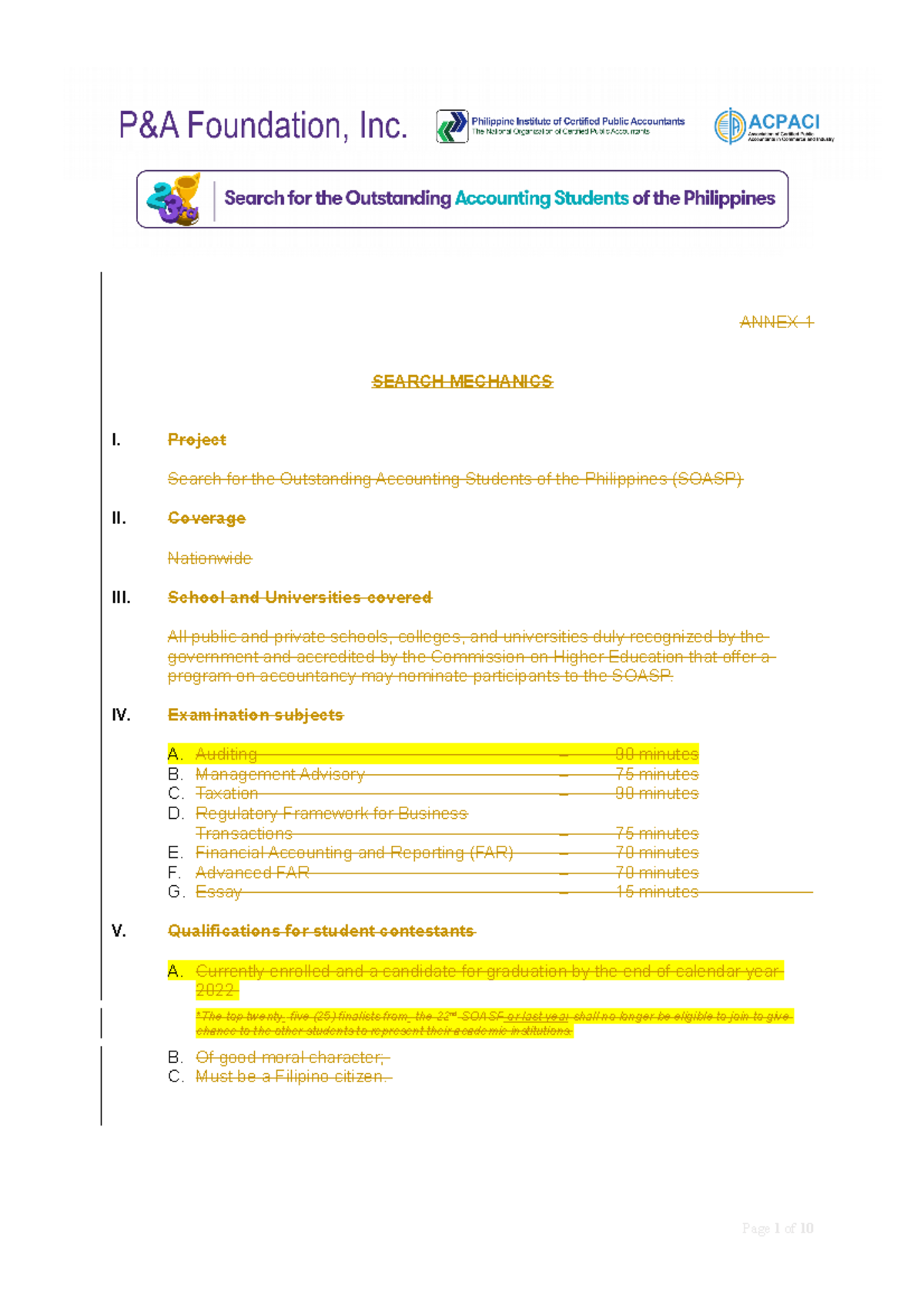 Sample-Certificate- Picpa - ANNEX 1 SEARCH MECHANICS I. Project Search ...