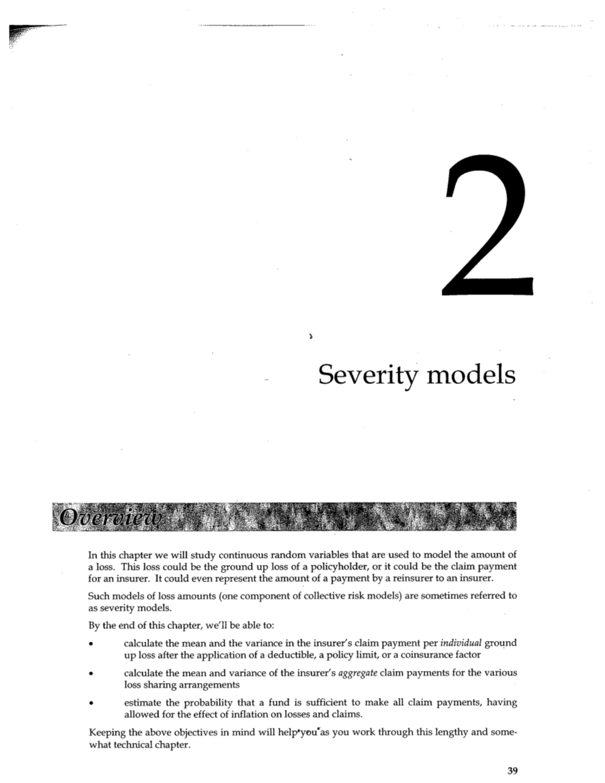 Chapter 2 Severity Models - Actuarial Science - Studocu