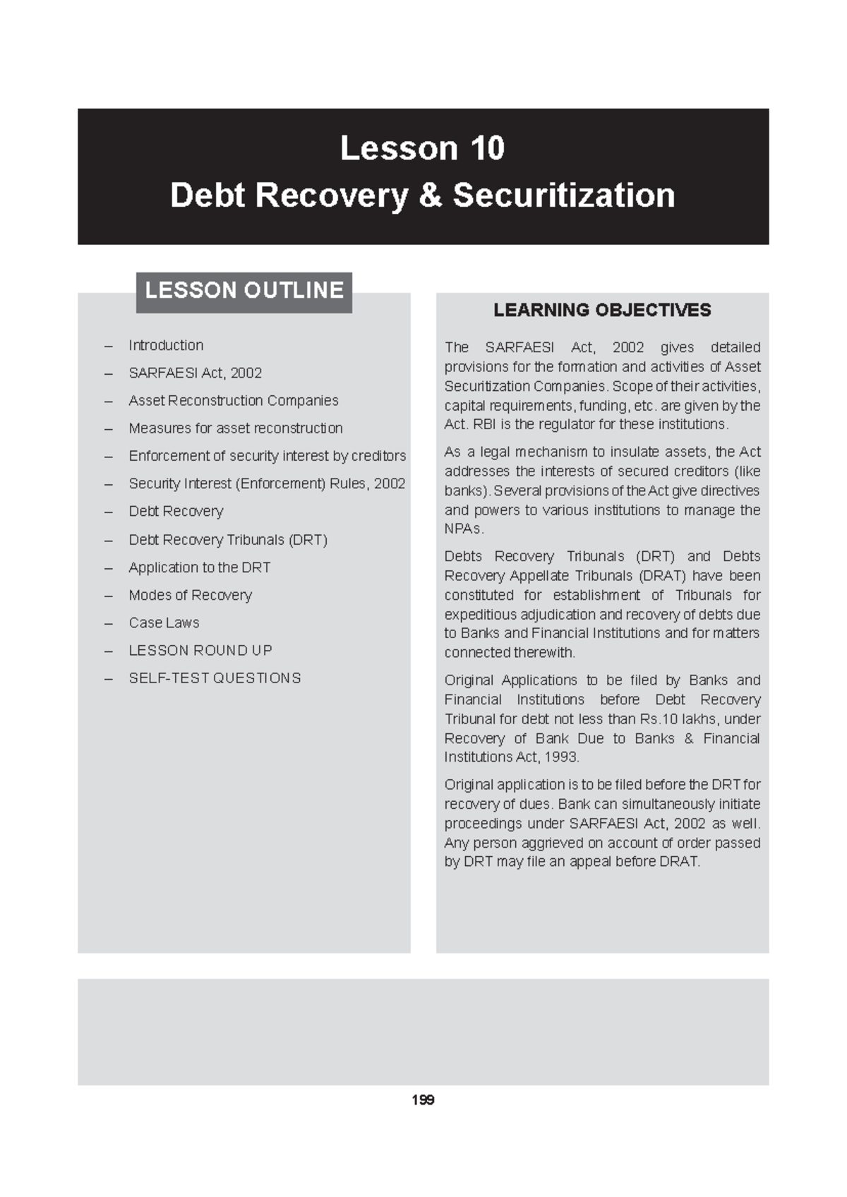 Sarfaesi and DRT - Good notes - Lesson 10 n Debt Recovery ...