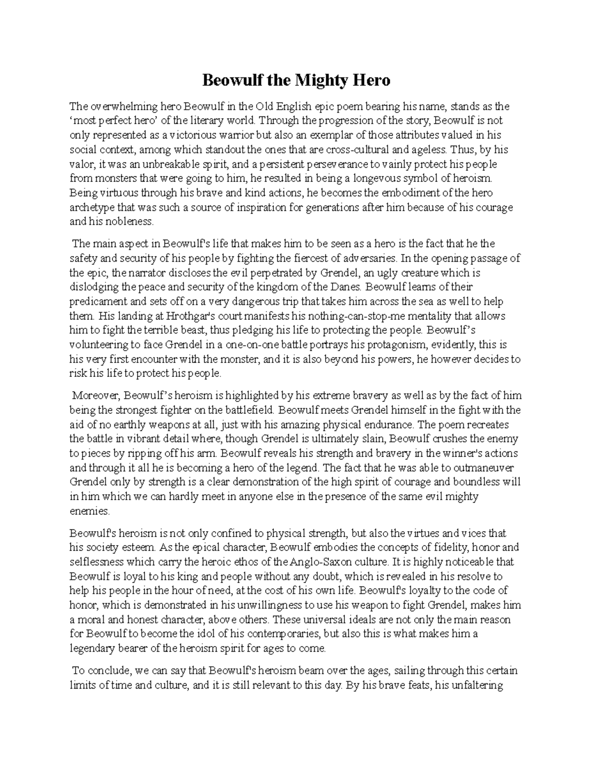 Beowulf the Mighty Hero - Through the progression of the story, Beowulf ...