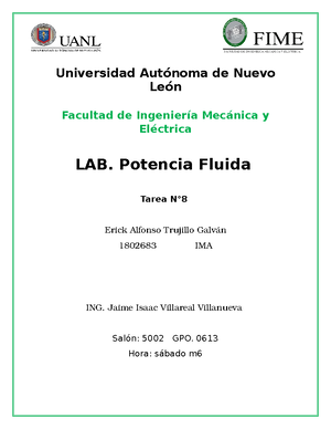 Practica 4 - LAB - Potencia Fluida Y Laboratorio - UANL - Studocu