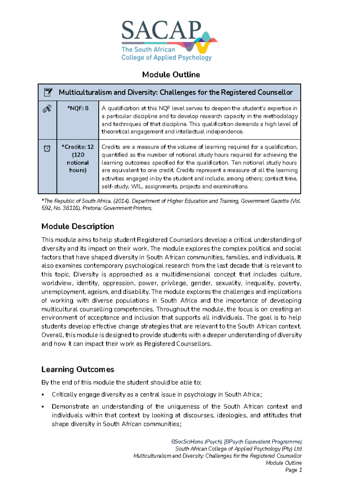 BSoc Sci Hons (BPsych Equiv) - Multicultural Diversity MO MAY 2024 ...