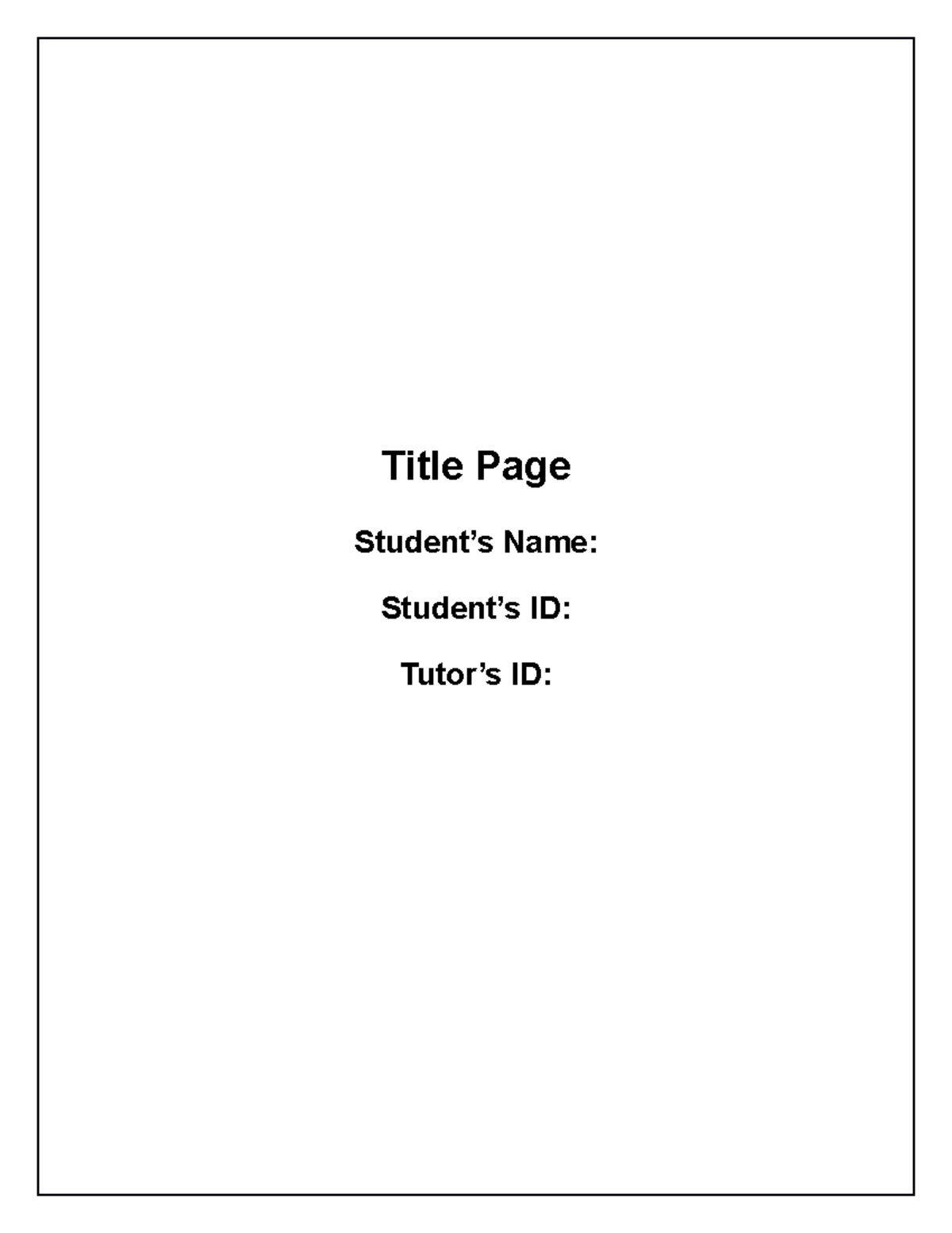 Title 1 - Entrepreneurship - Computer Science - Title Page Student’s ...