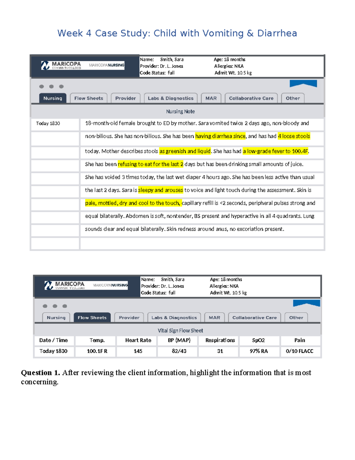 Week 4 Case Study- The child with vomiting & diarrhea-1 - Week 4 Case ...