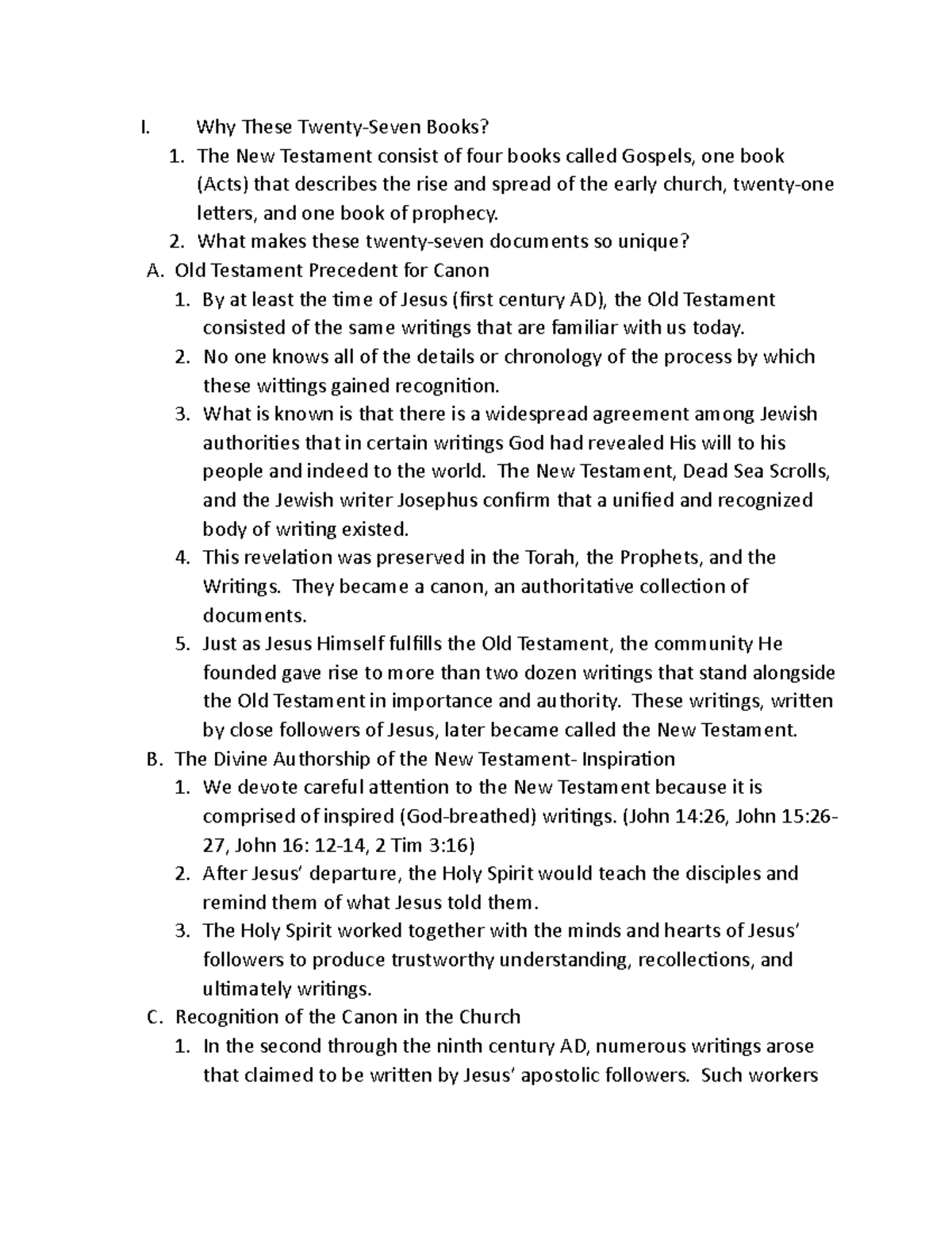 NT. 1 - Lecture Notes on New Testament chapter 1 - I. Why These Twenty ...