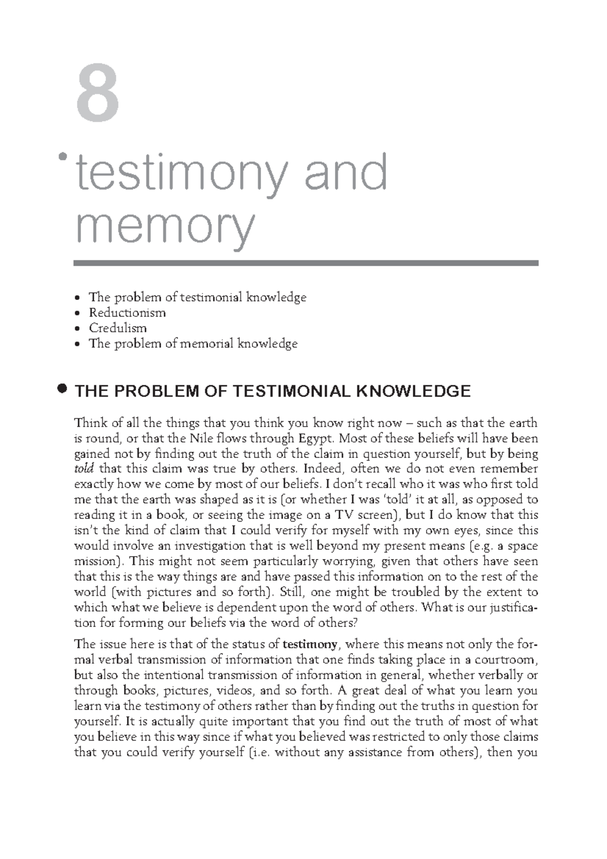 Testimony and Memory - Matematika - USU - Studocu