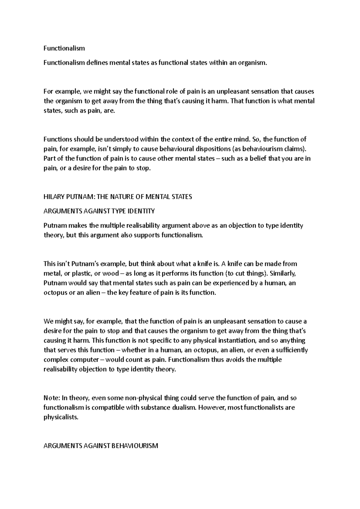 Physicalism part 4 - in depth notes covering the module contents - A222 ...