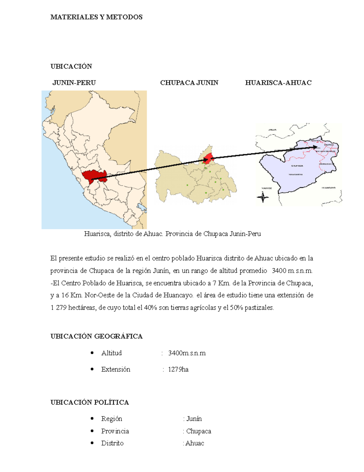 Metodologia-sistemacorregido - MATERIALES Y METODOS UBICACIÓN JUNIN-PERU CHUPACA JUNIN - Studocu